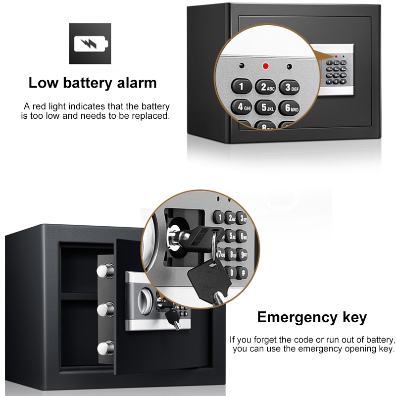 EXPOSE Anti-Theft Home Security Cash Box With Lock (31 x 20 x 20cm ...