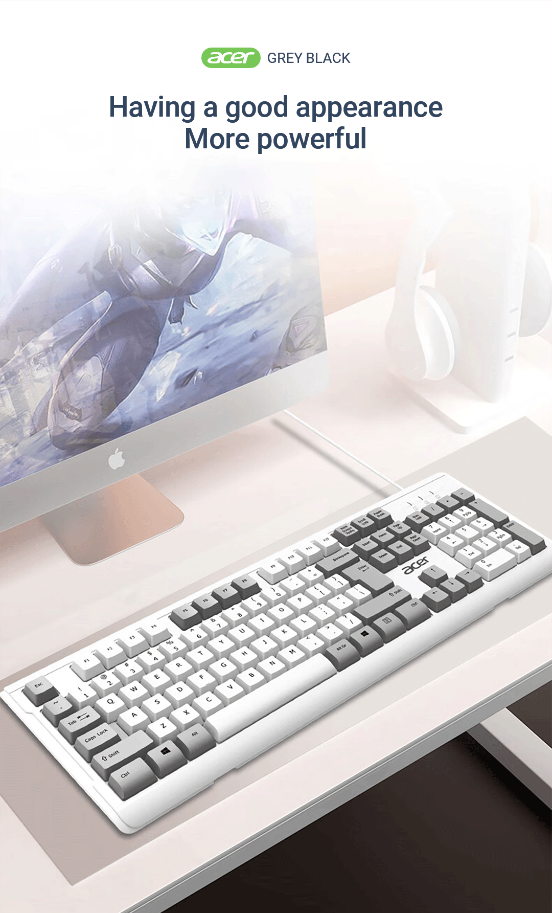 Acer Wired Keyboard OKB0A0 With Backlight, 104 Keys Layout, USB ...