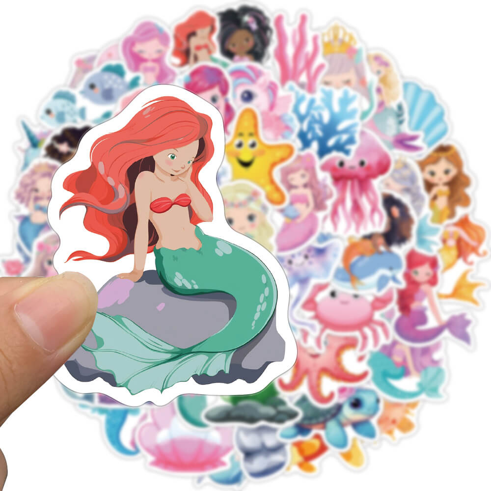 [Large Stickers]50pcs Cute Mermaid Graffiti Sticker Party Decoration ...