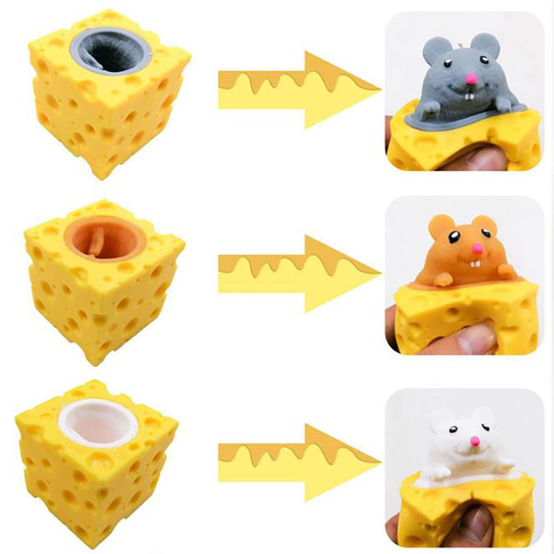Squeeze Squishy Toy Cheese Mouse Slime with Press Toys Cute Cartoon Rat ...