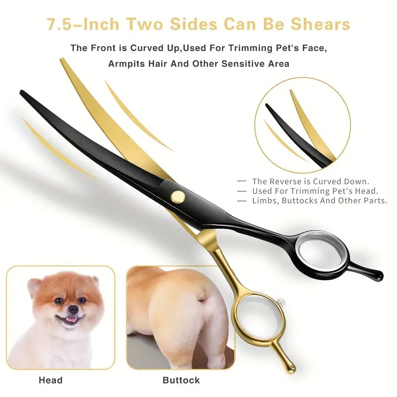 Curved dog grooming scissors , Pet Curved Shear for Dogs and Cats, 4CR ...