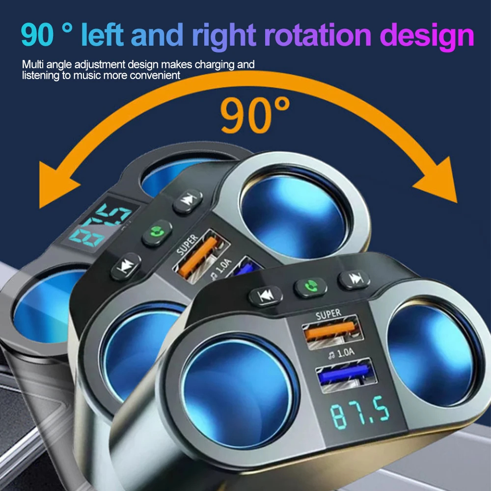 12V/24V QC3.0 Fast Car Charger Adapter 2 Socket car charger Splitter ...