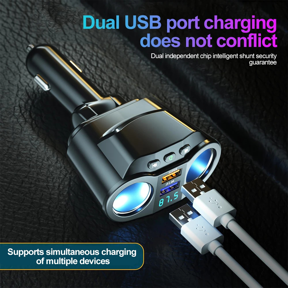 12V/24V QC3.0 Fast Car Charger Adapter 2 Socket car charger Splitter ...