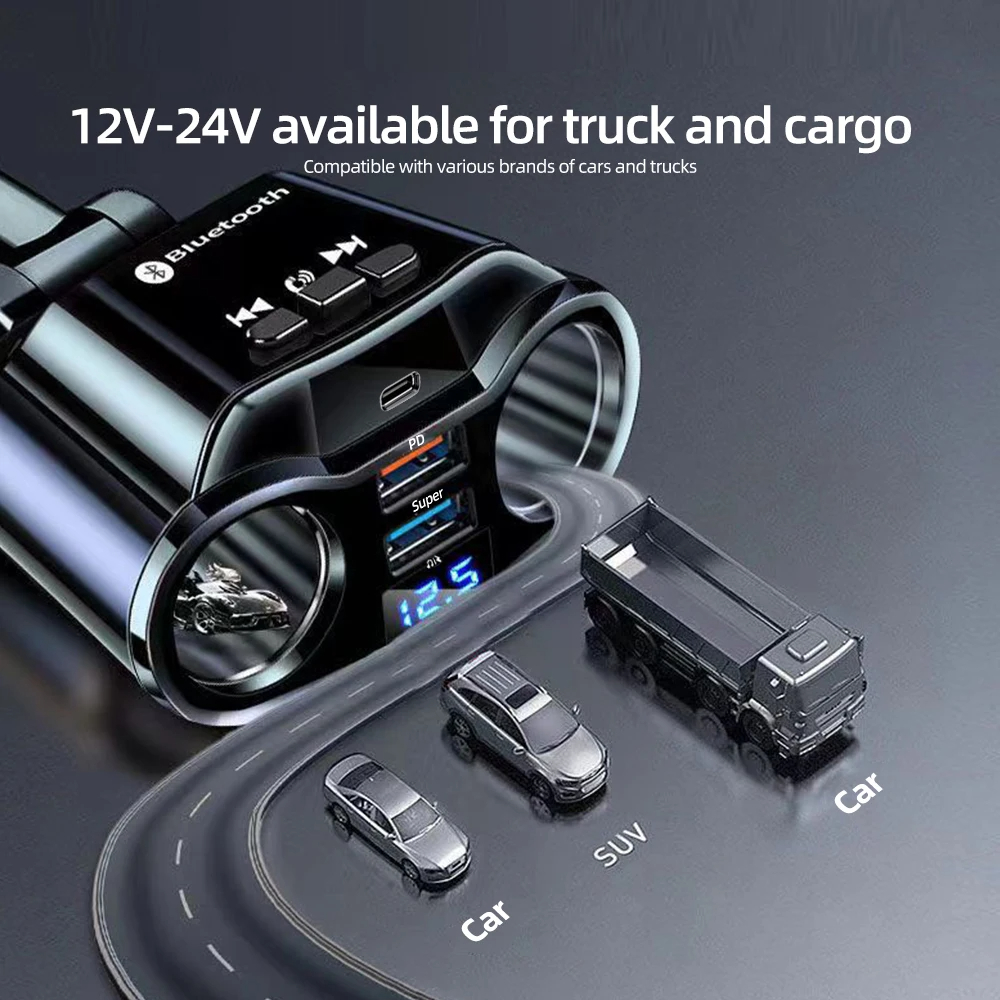 12V/24V QC3.0 Fast Car Charger Adapter 2 Socket car charger Splitter ...
