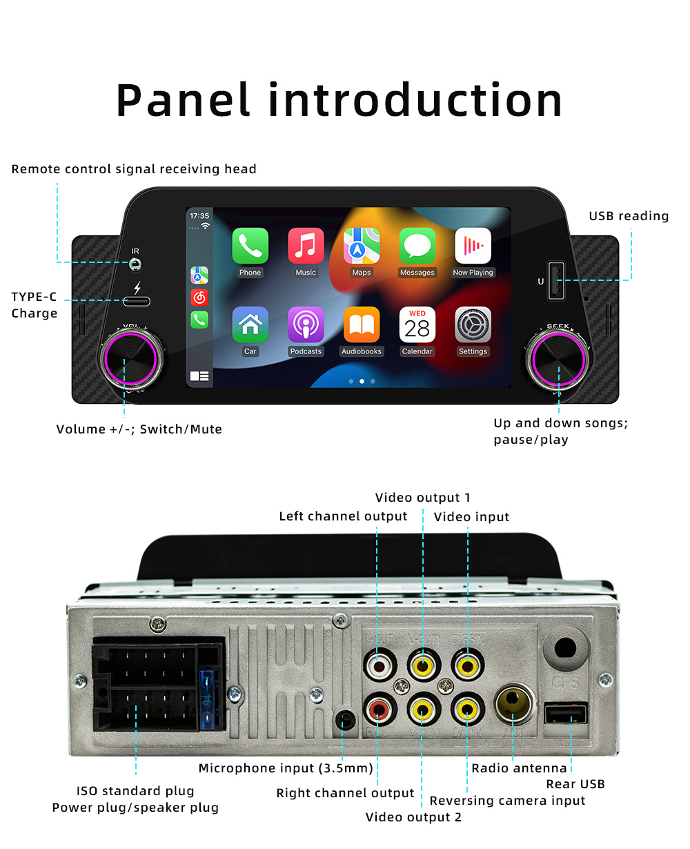 (15 OFF)ESSGOO 5" Single 1 Din universal Car Stereo Radio MP5 Bluetooth Player Wireless link ...