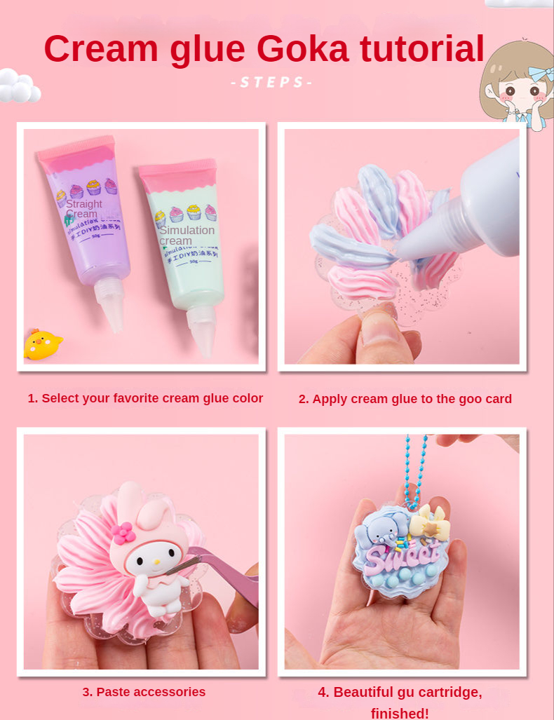 DIY Cream glue Guka Set Cute Three-layer storage box Sticker Stationery ...