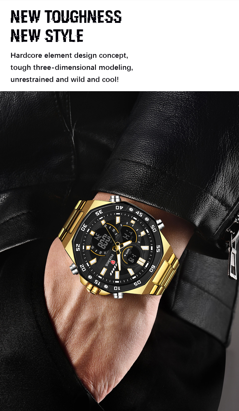 LIGE Luxury Waterproof Fashion All Steel Dual Display Men Digital Watch ...