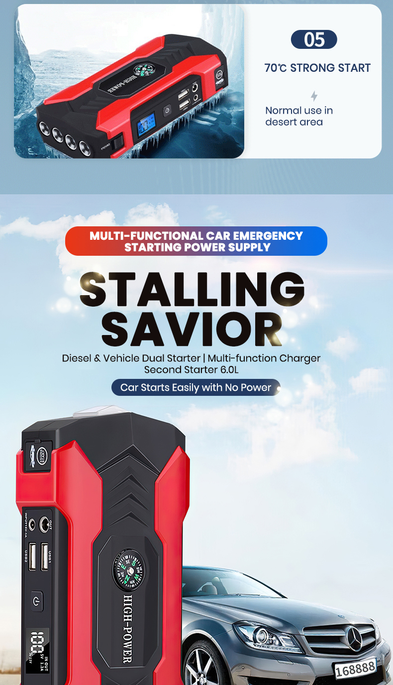 🔥10 years warranty🔥99800mAh 12V Car Jumper Car Tyre Car Pump Starter ...