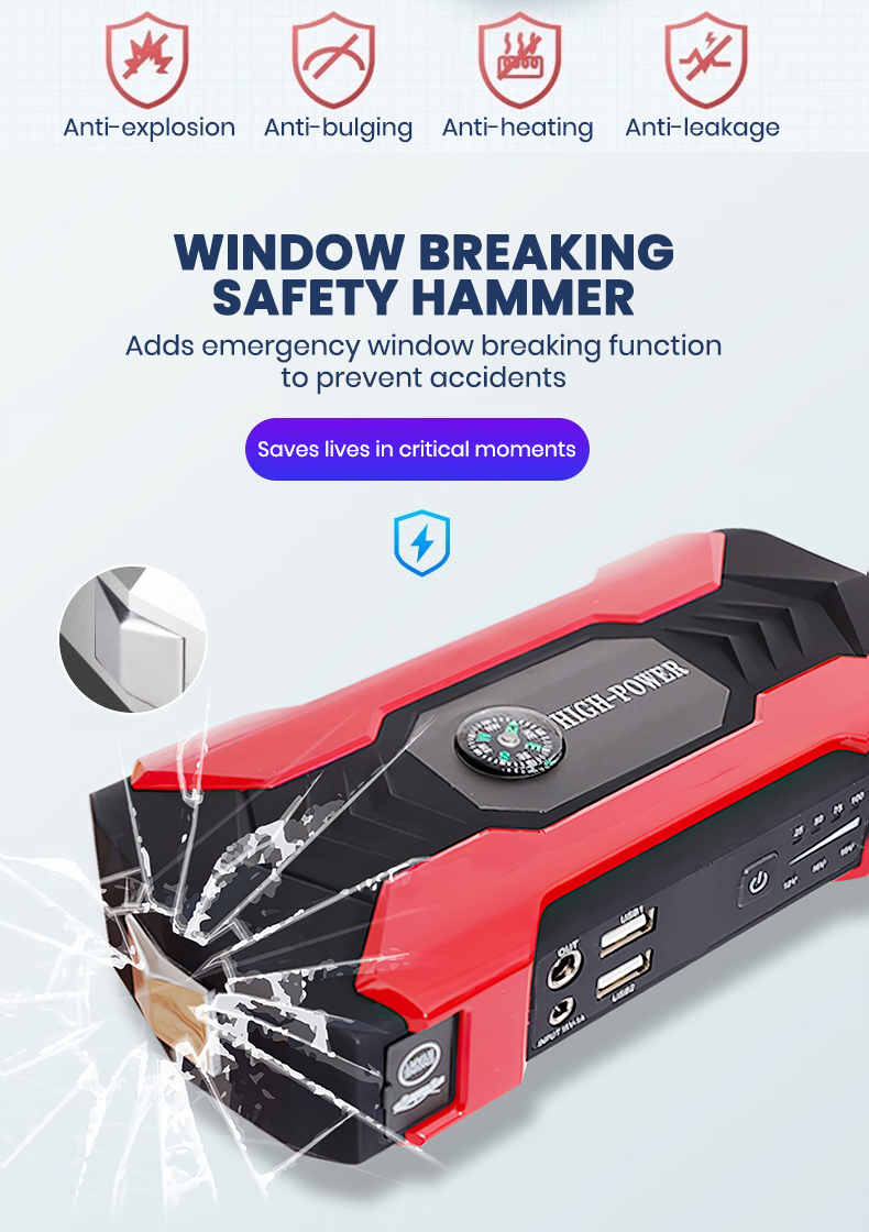 🔥10 years warranty🔥99800mAh 12V Car Jumper Car Tyre Car Pump Starter ...