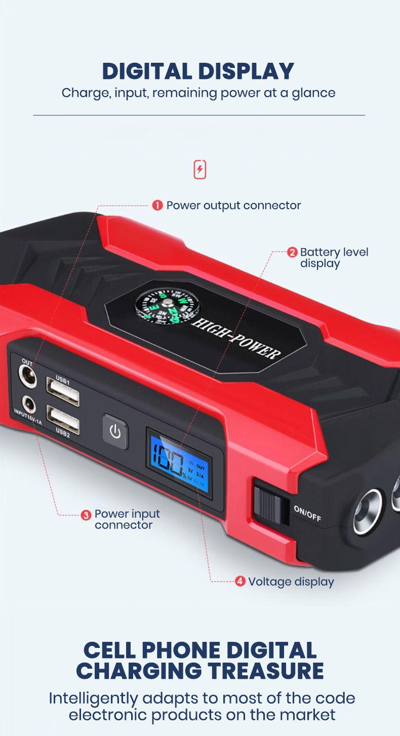 🔥10 years warranty🔥99800mAh 12V Car Jumper Car Tyre Car Pump Starter ...