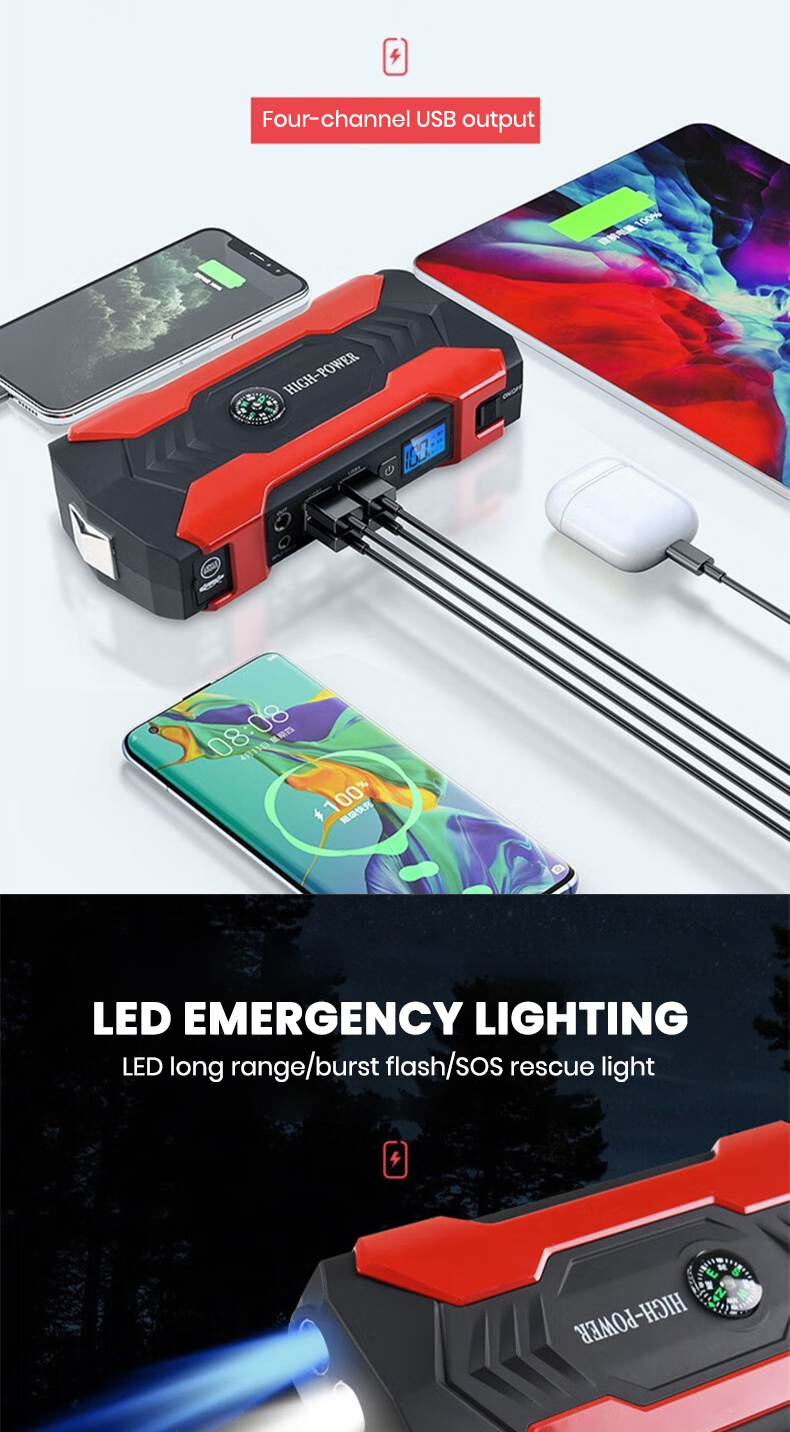 🔥10 years warranty🔥99800mAh 12V Car Jumper Car Tyre Car Pump Starter ...