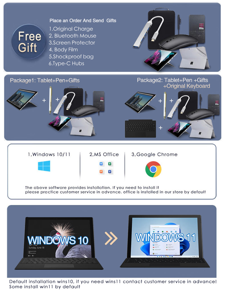 Microsoft Surface Pro3 Pro2 Pro4 Pro5 Surface go1/2 2 in 1 Laptop 4G/8G RAM 64G/128G/256/512GB ...