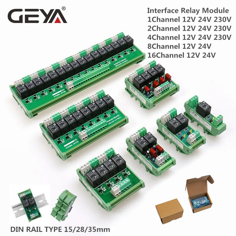 GEYA 2 Channel Relay Module AC/DC 12V 24V AC230V Relay Interface 5VDC ...