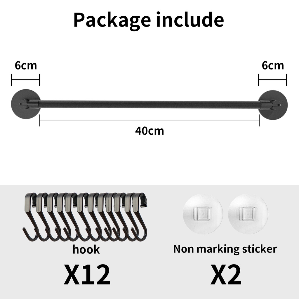 Harbour Life Kitchen Hanging Rack with 12 Hooks Wall Mounted adhesive ...