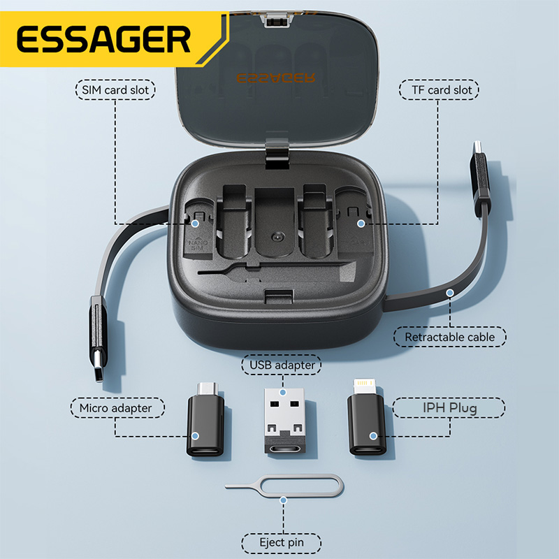 Essager 60W Stretchable 3A Fast Charging Cable Data Transmission ...