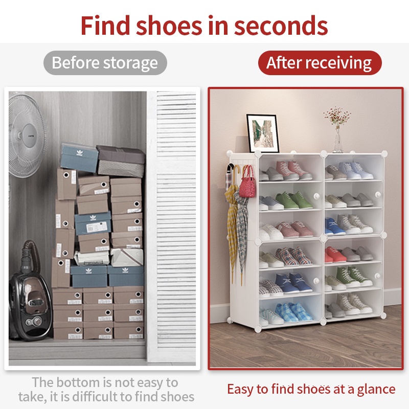 IKEA DIY Almari Kasut With Door Rak Kasut Bertutup Household Waterproof ...