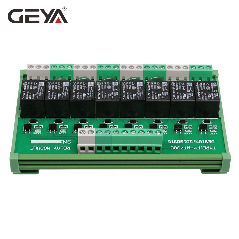 GEYA 8 Channel Interface Relay Module 5VDC 12VACDC 24VACDC DIN Rail ...