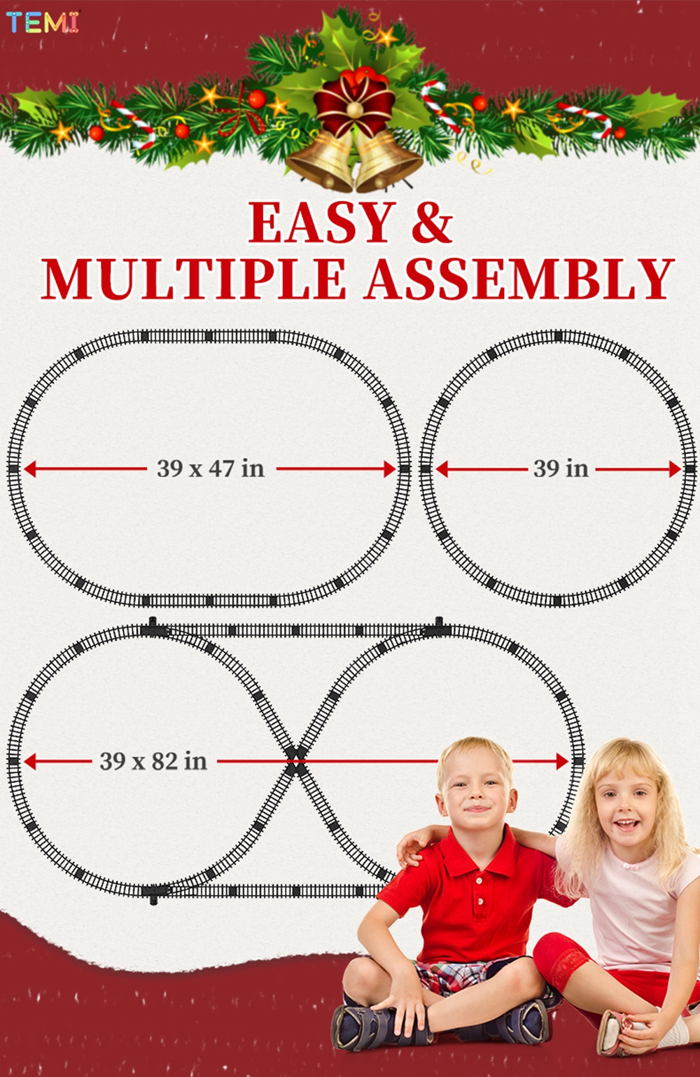 TEMI Train Toy Set Railway Track Steam Locomotive Engine Die-casting ...