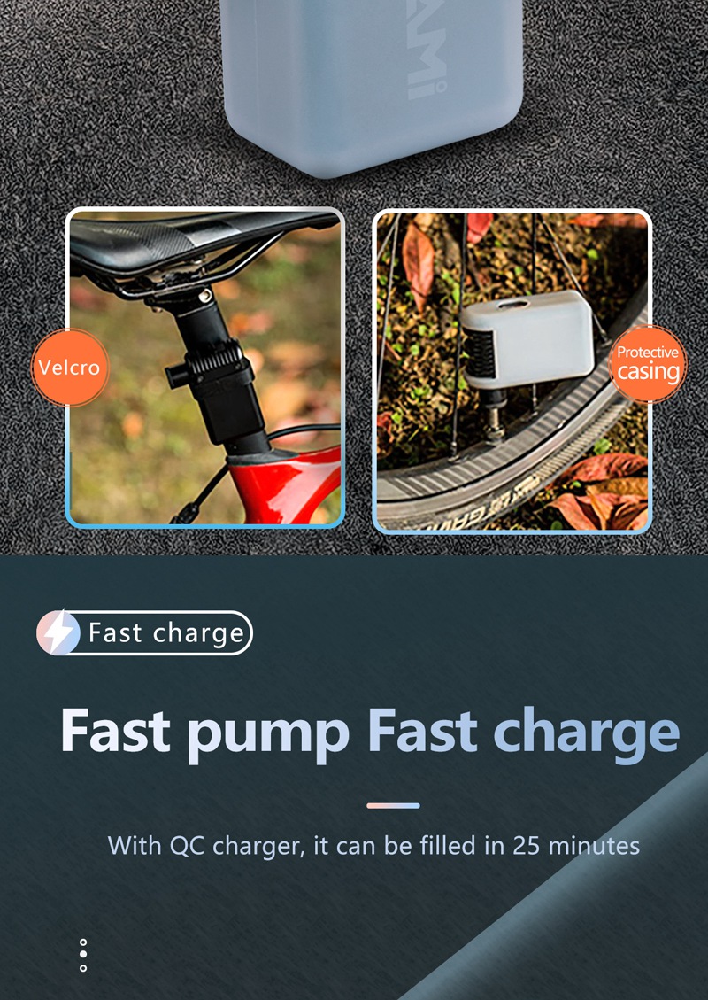 CYCLAMI Mini Electric Air Pump Portable Bicycle Cordless Inflator ...