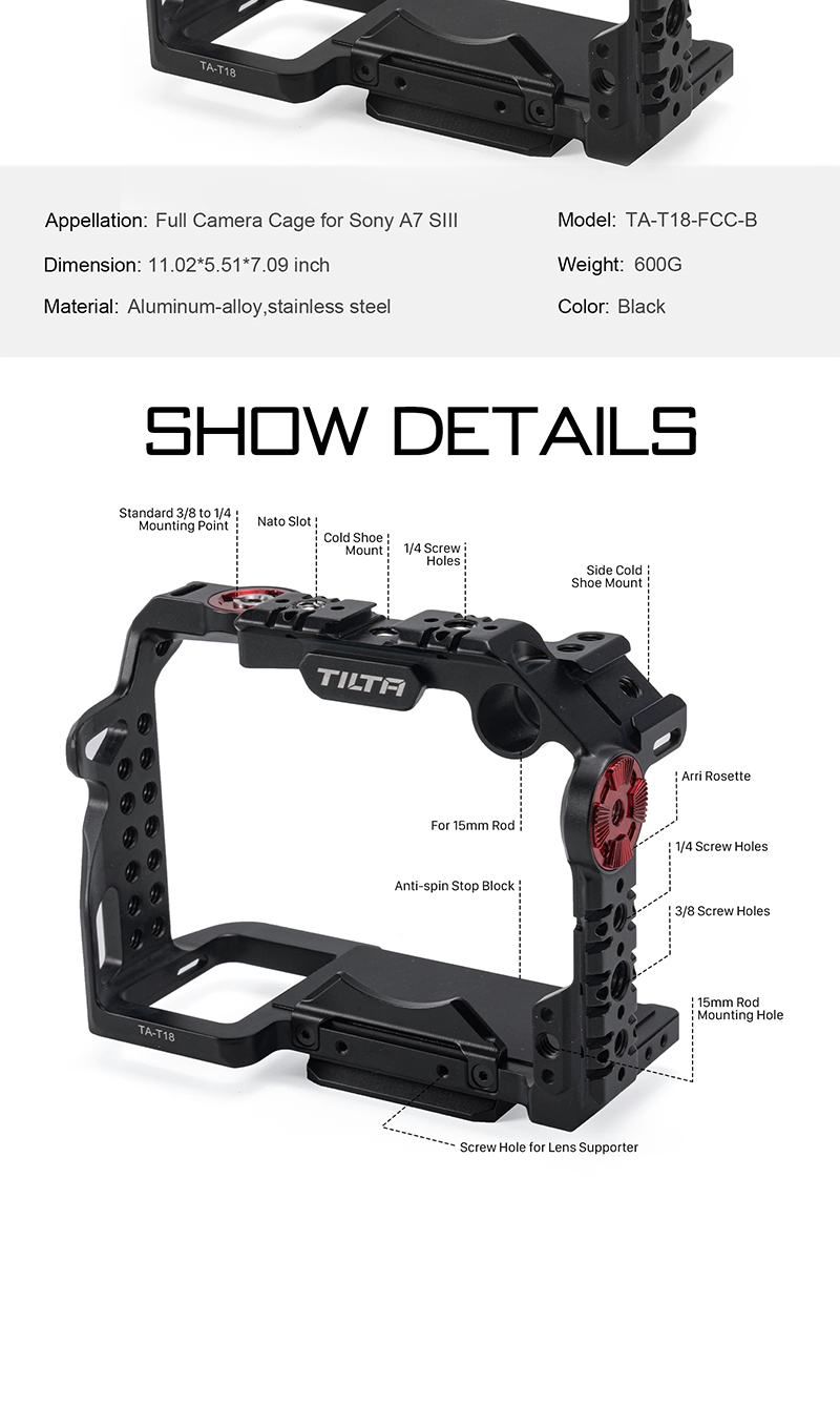 TILTA SONY A7S3 A7s III TA-T18-FCC Camera Rig for Sony A7sIII Cage Full ...