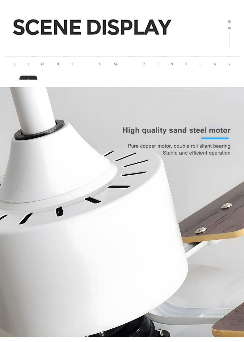 2 Set Wooden Ceiling Fan With Light 48/42Inch DC Motor Mute 6 Speeds ...