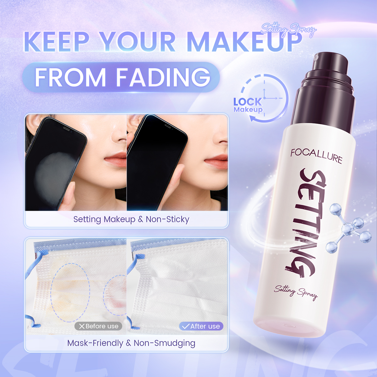 FOCALLURE PerfectLock Long-lasting Setting Spray Smudge-proof Matte ...