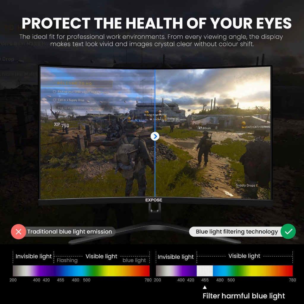 EXPOSE Gaming Monitor Curved 100HZ 1080P IPS PC Monitor With Speaker ...