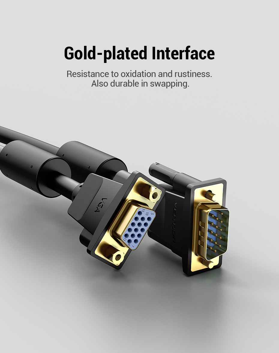 Vention VGA Extension Cable VGA Male to Female Video Cable with Ferrite ...