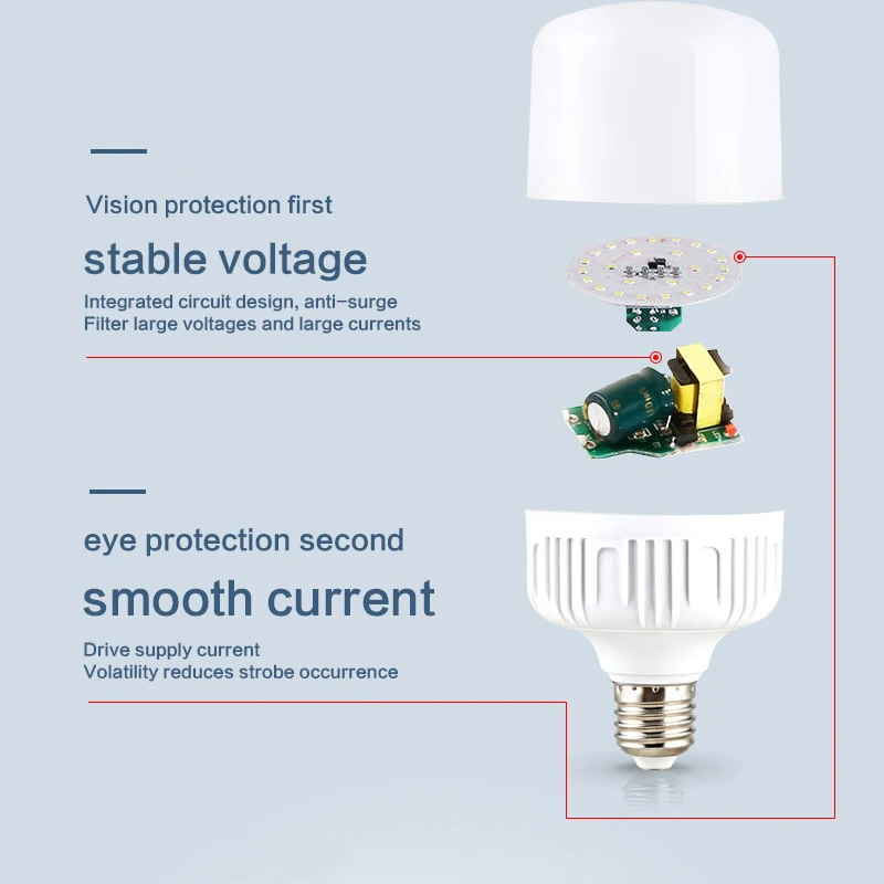 LED E27 Bulb 20W 30W 40W 50W 60W Mentol Lampu Energy Saving LED Bulb White Lighting E27 lamp ...