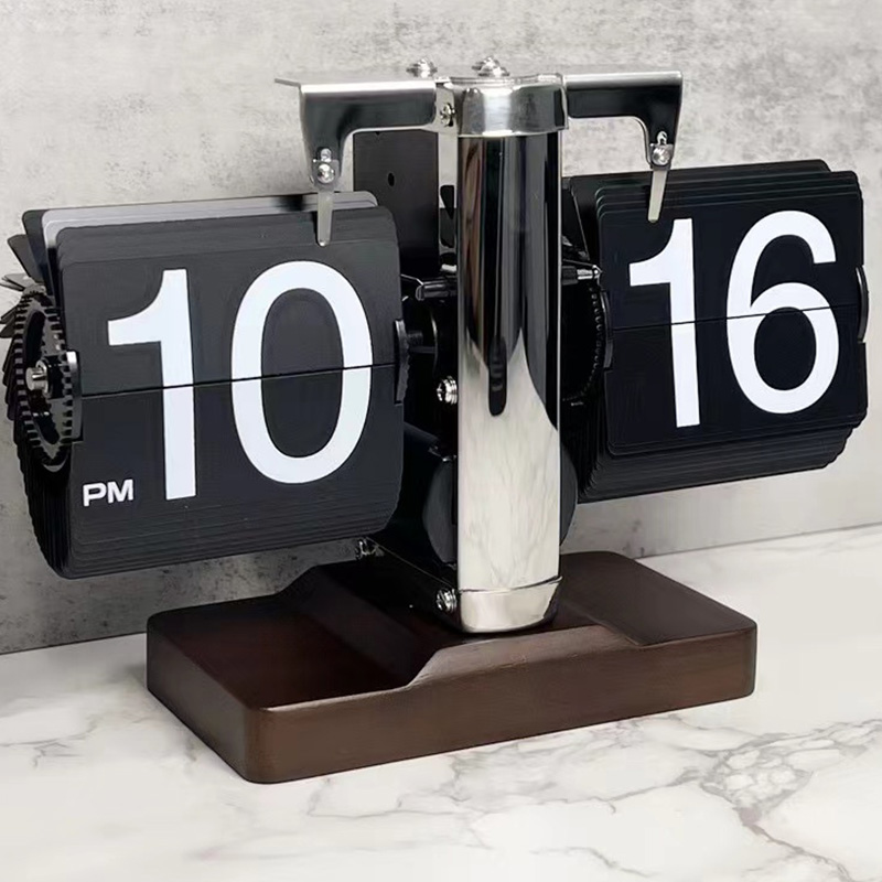 Wood Grain Square Base, Automatic Page Turning Clock, Balance Clock ...