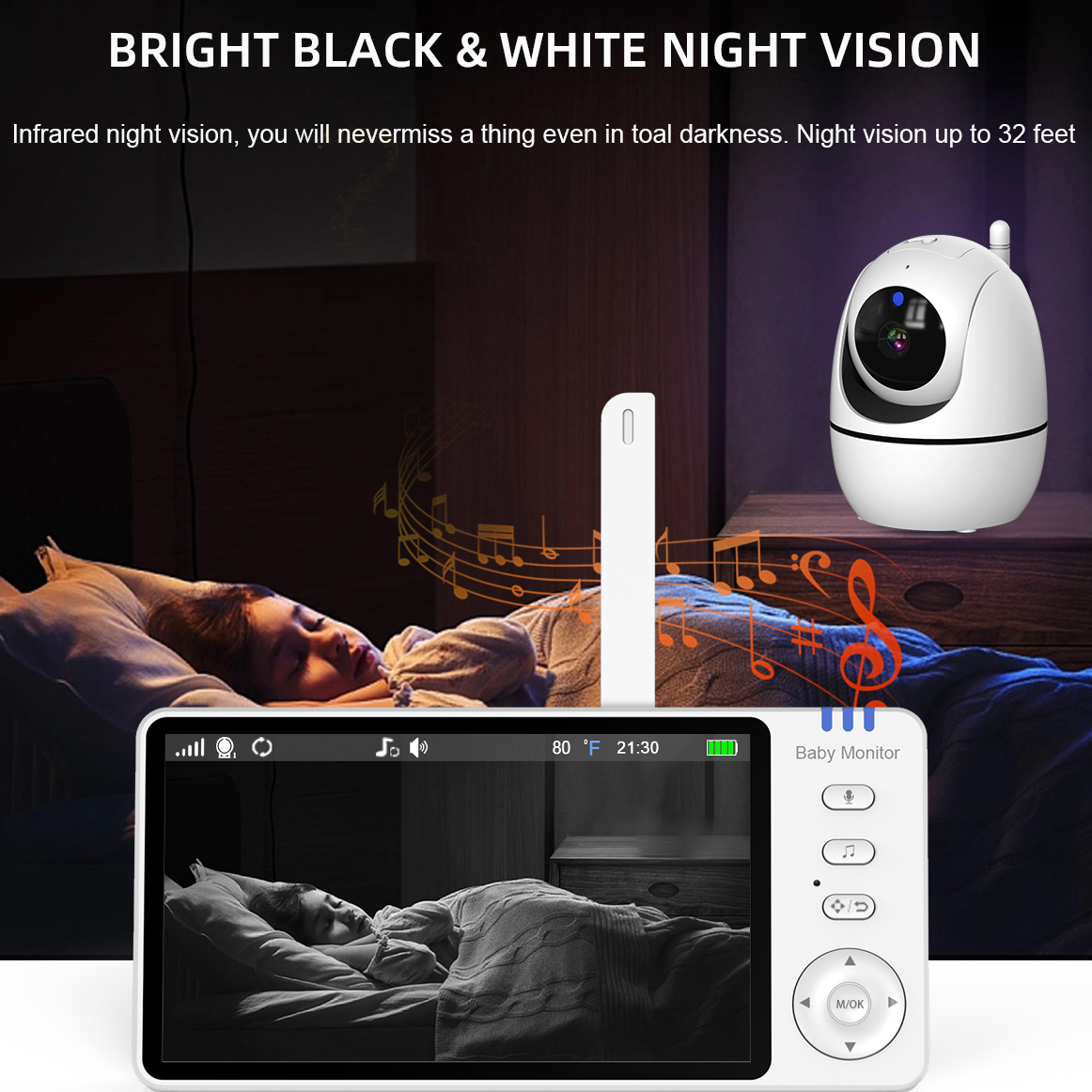 5.0 inch Wireless Video Color Baby Monitor High Resolution Baby Nanny ...