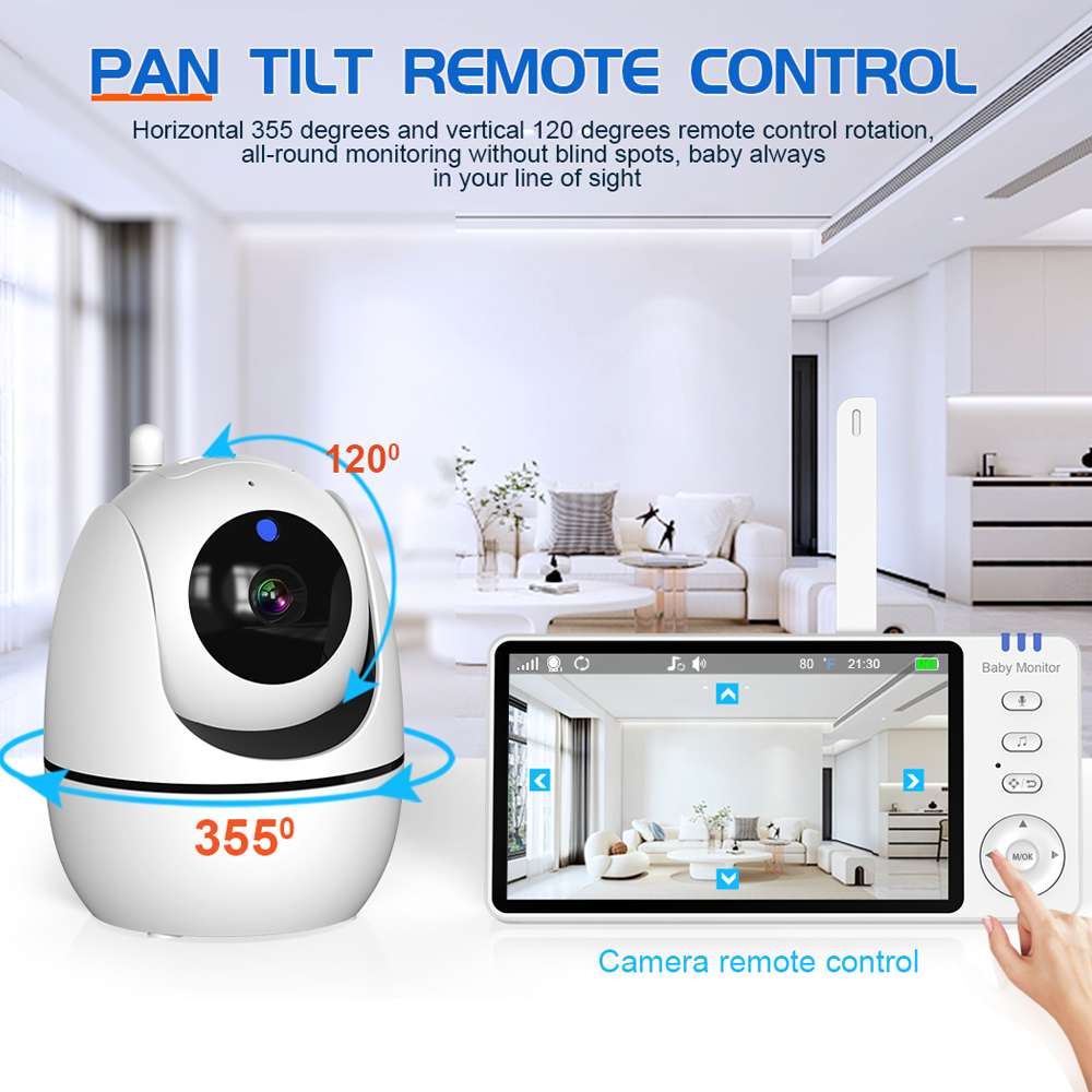 5.0 inch Wireless Video Color Baby Monitor High Resolution Baby Nanny ...