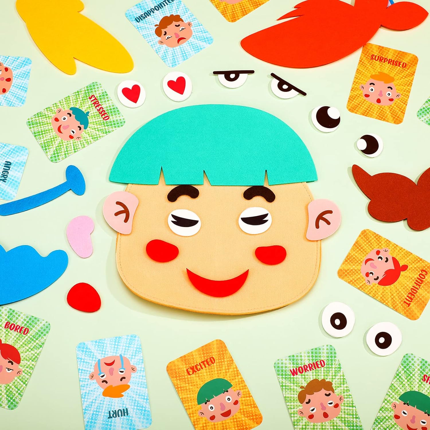 Kids Emotional Learning Felt Busy Board Family Persona with Emotion ...