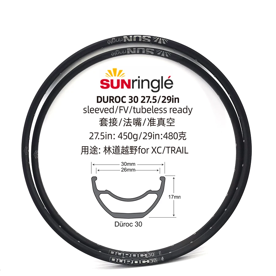 Sunringle DUROC Rim basikal Mtb Rims 27.5/29 Inch 30 35 37 40 42 50 ...