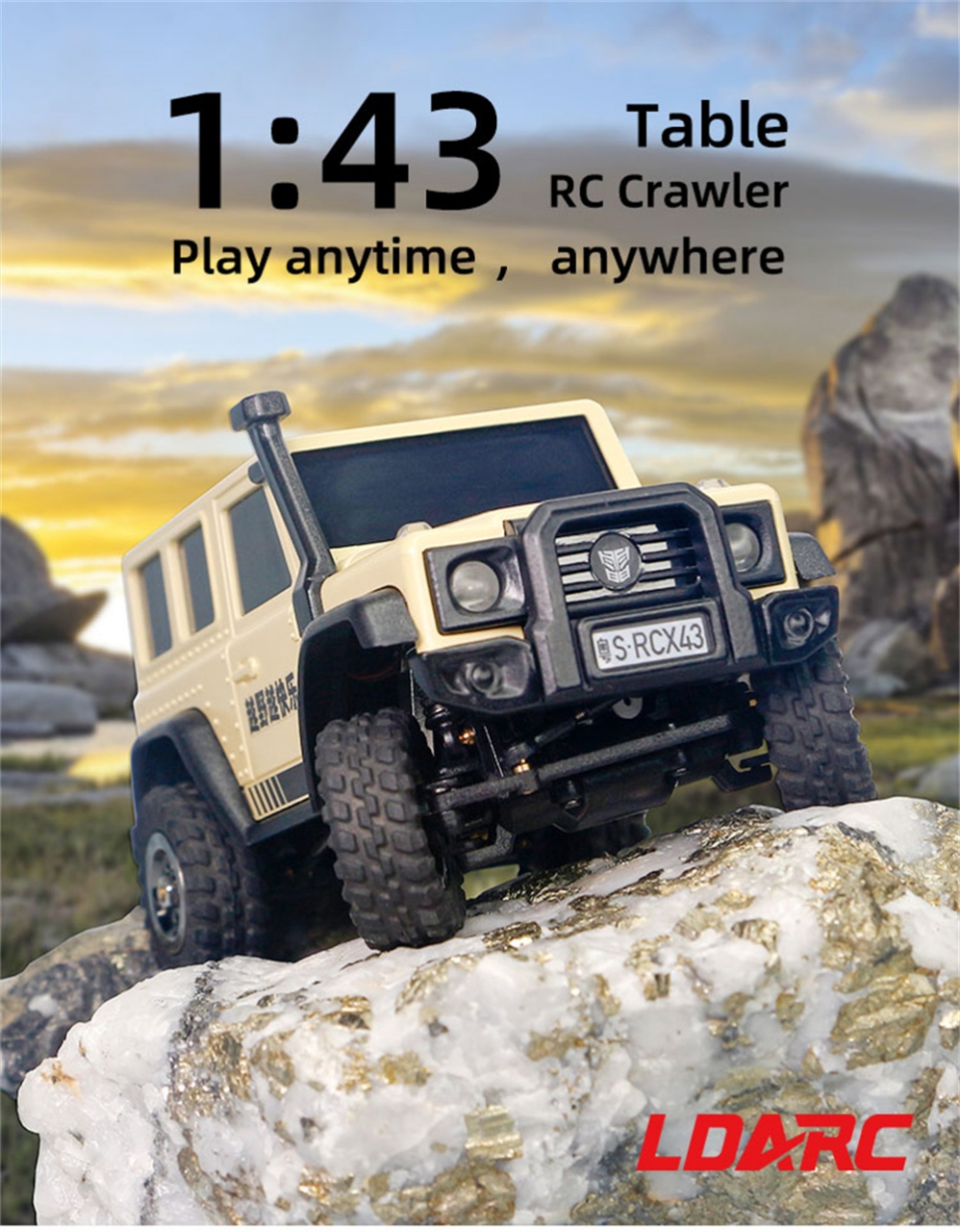 NEW LDARC X43 1/43 2.4G 4WD RC Car Rock Crawler Mini Climbing LED Light ...