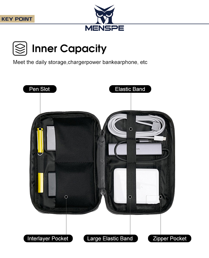 MENSPE Digital Storage Bag Travel Organizer Electronic Gadget Bag USB ...