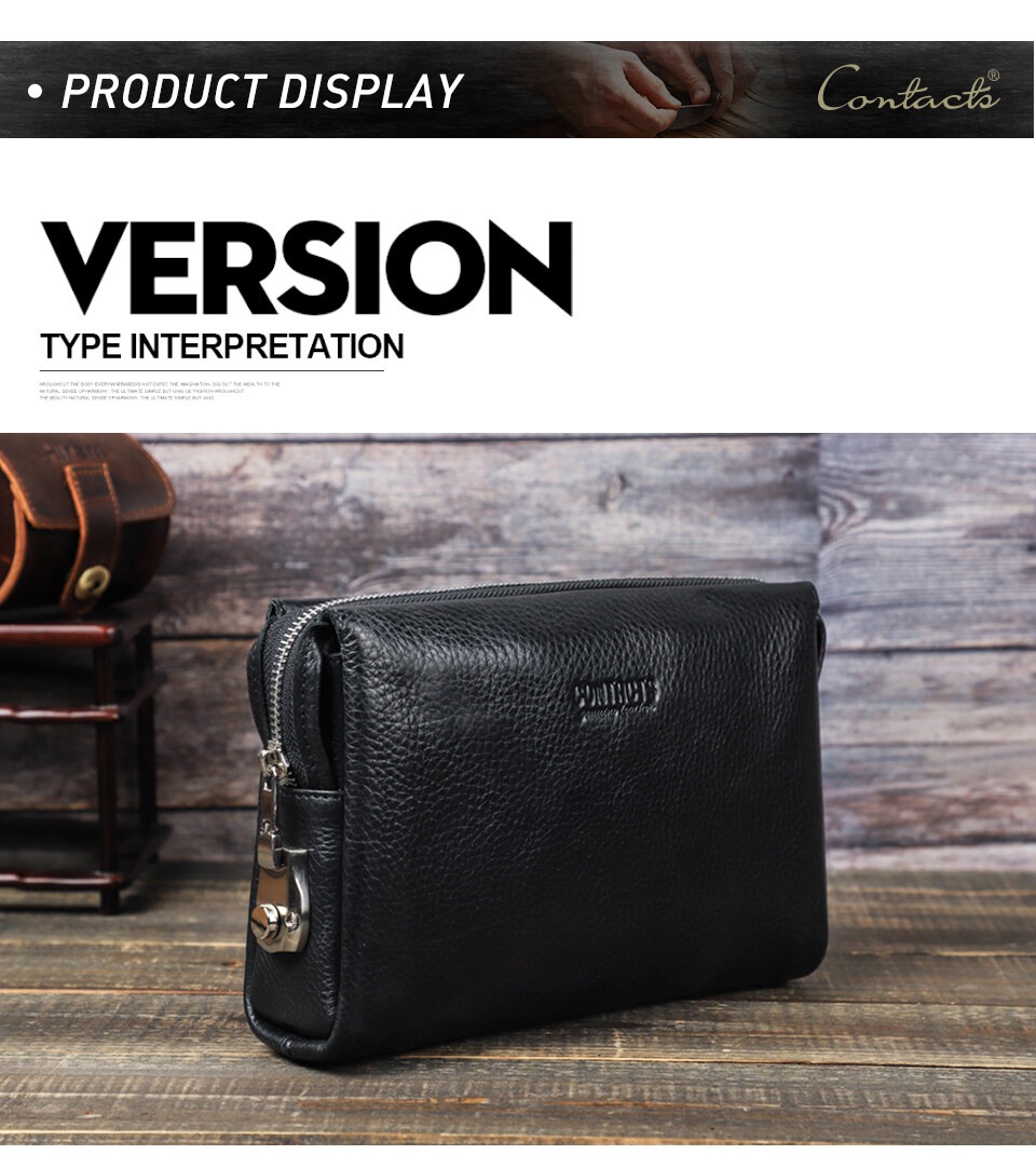 CONTACT'S Genuine Leather Password Design Men Clutch Men Handbag ...
