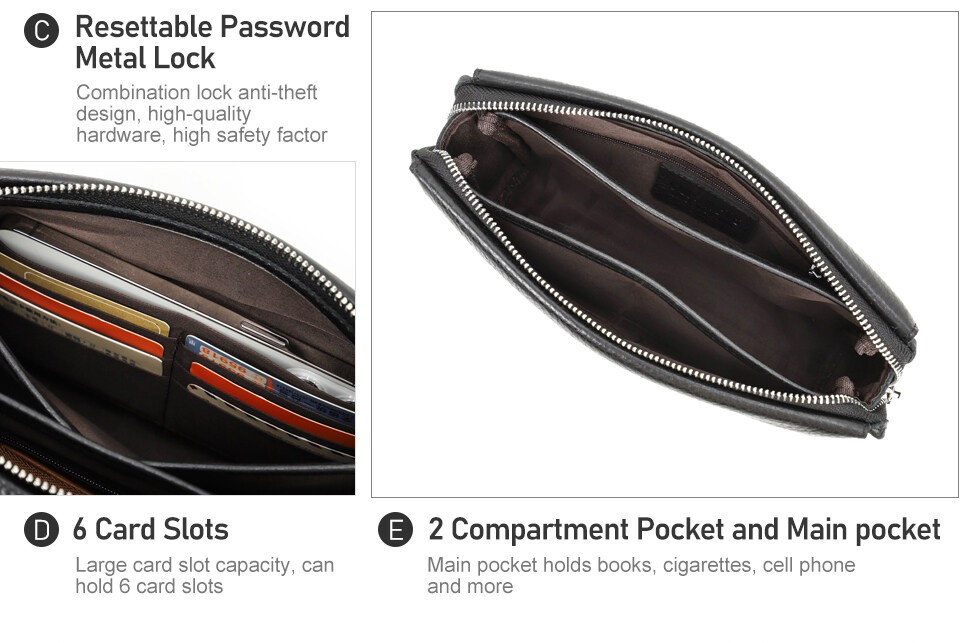 CONTACT'S Genuine Leather Password Design Men Clutch Men Handbag ...