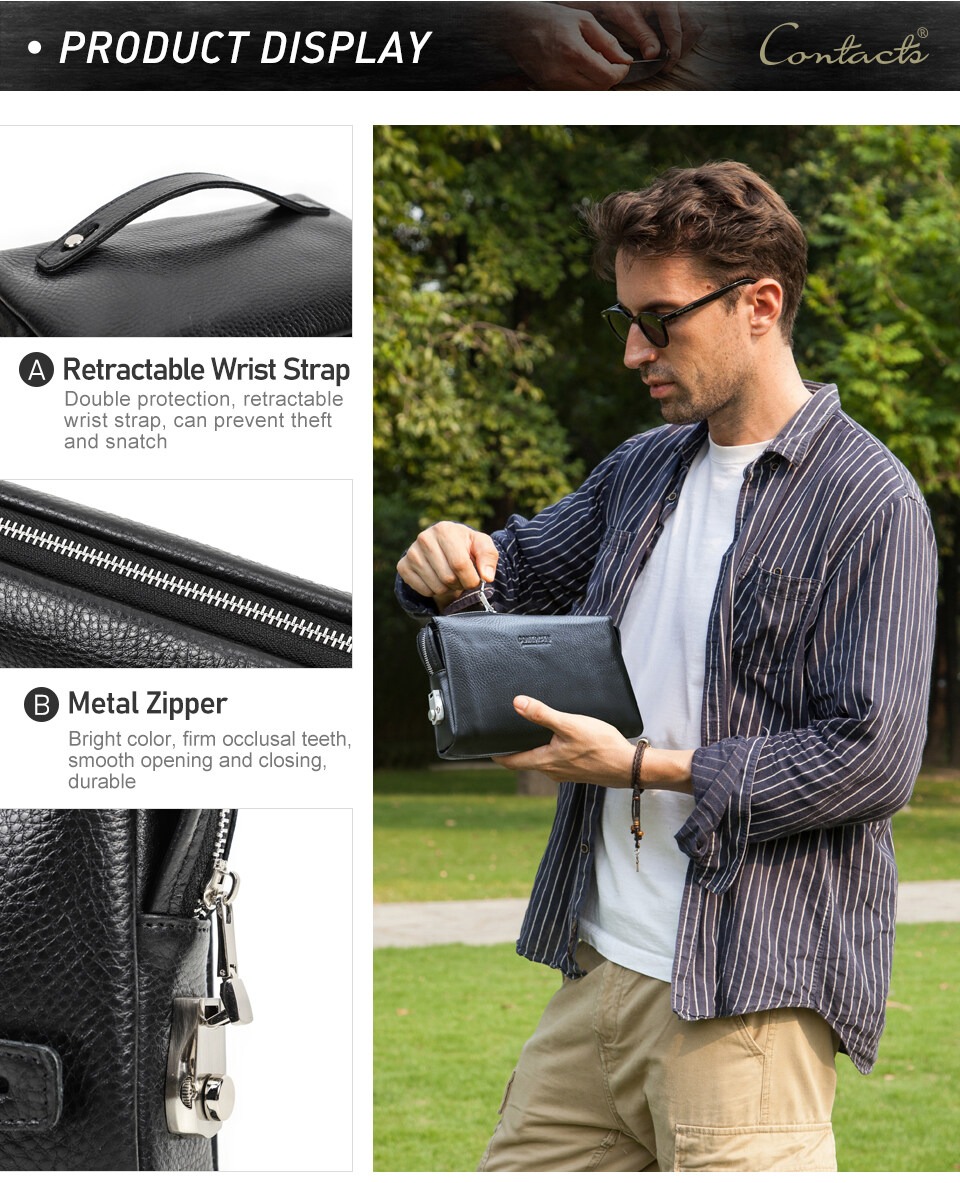 CONTACT'S Genuine Leather Password Design Men Clutch Men Handbag ...