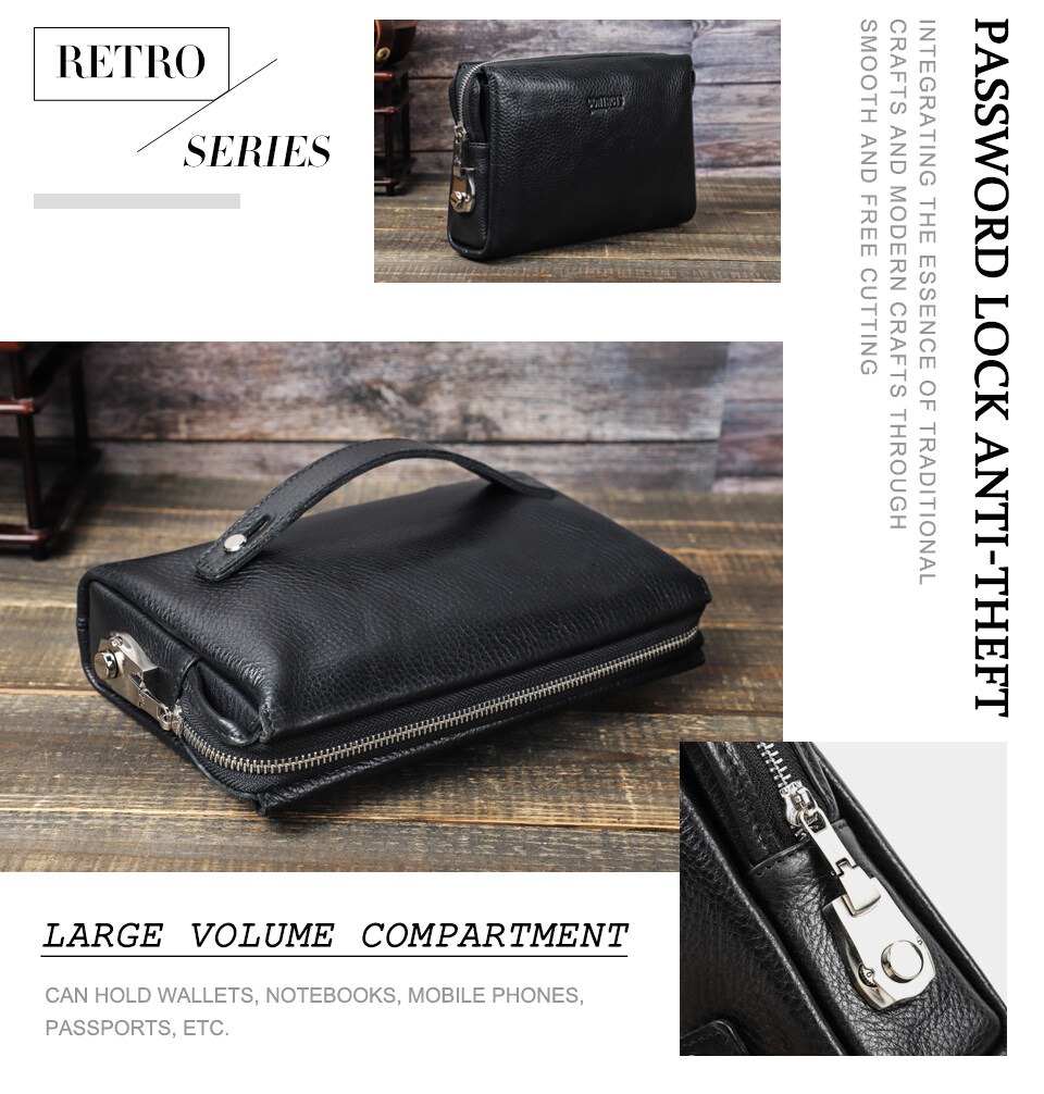 CONTACT'S Genuine Leather Password Design Men Clutch Men Handbag ...