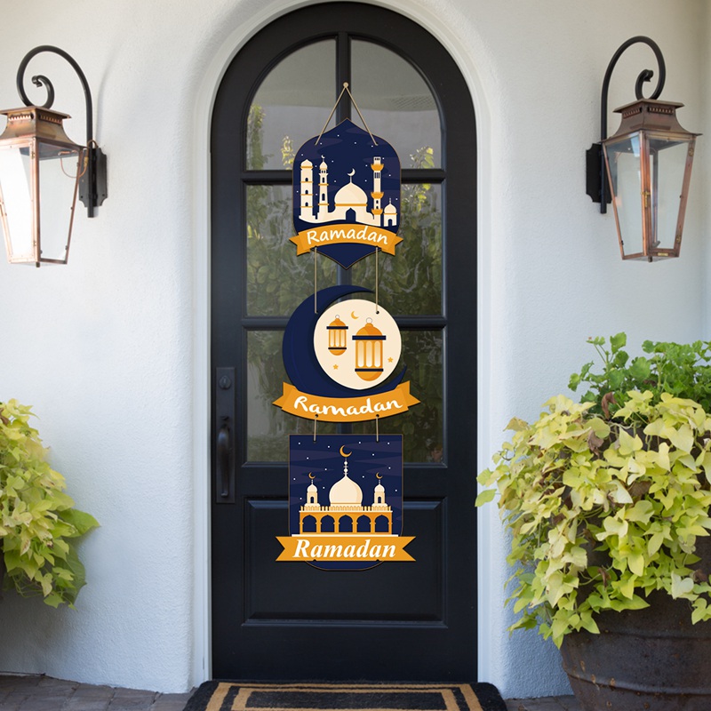 3pcs Eid Paper Door Hanging EID MUBARAK Backdrop Ramadan Kareem Paper ...