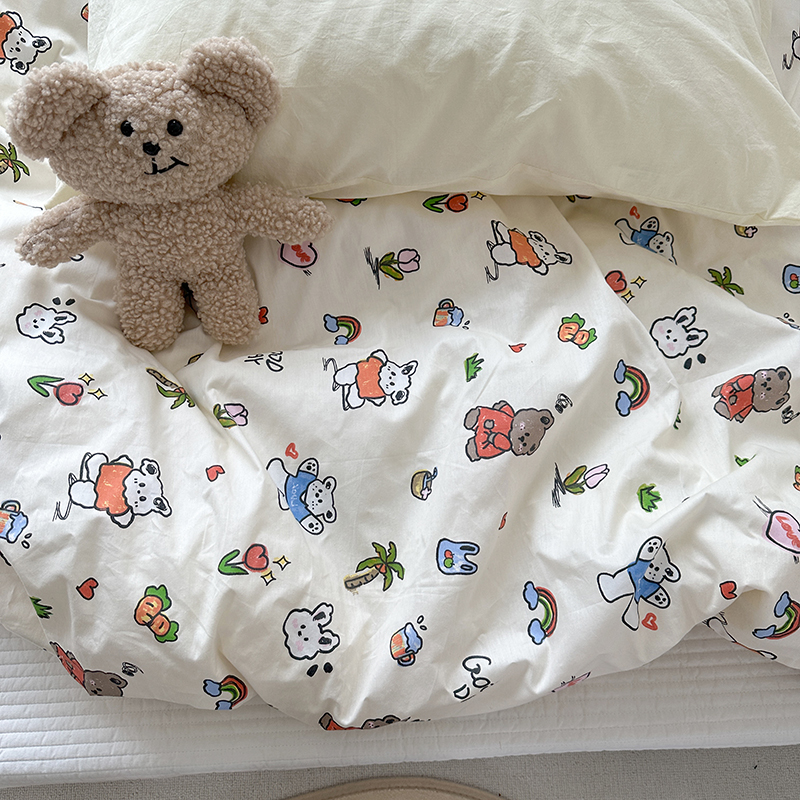 Ins Style Pink Floral 100% Cotton Quilt cover Duvet Cover Set Single ...