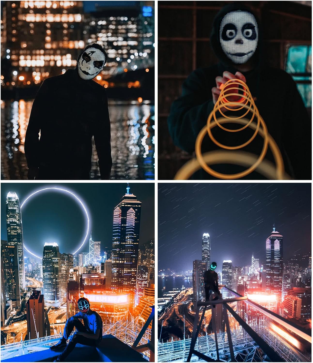 LED Mask RGB Full-Color Luminous Face Transforming Mask DIY Editing ...