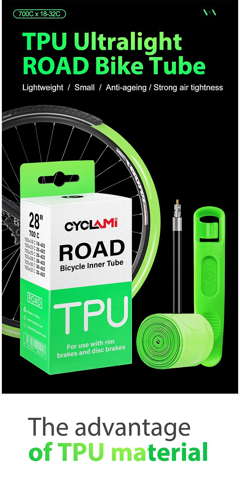 CYCLAMI Ultralight Bicycle Inner Tube Road Bike Bicycle TPU Inner Tire ...