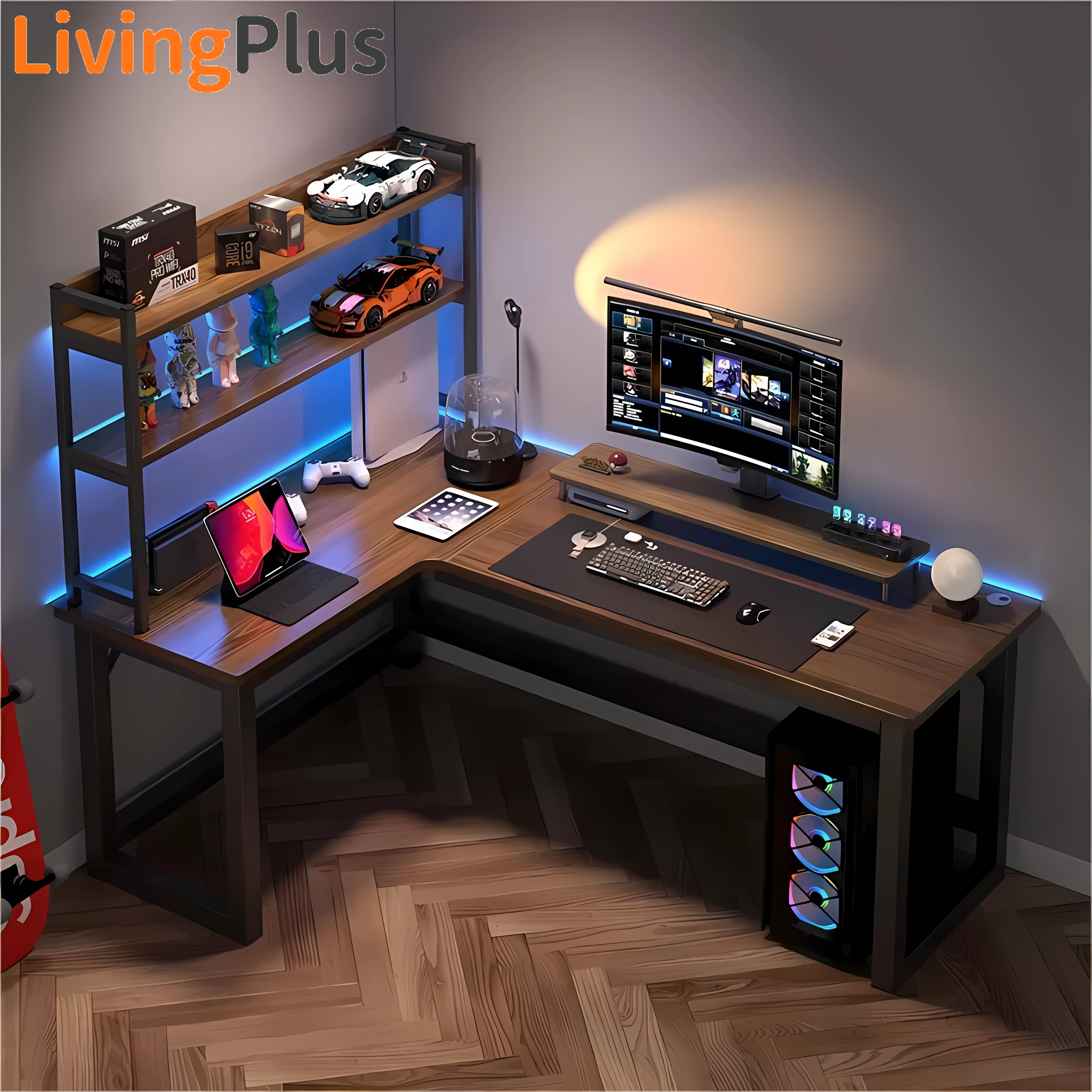 Carbon Fiber Gaming Table L Shape 120/160CM Office/Study Table With ...