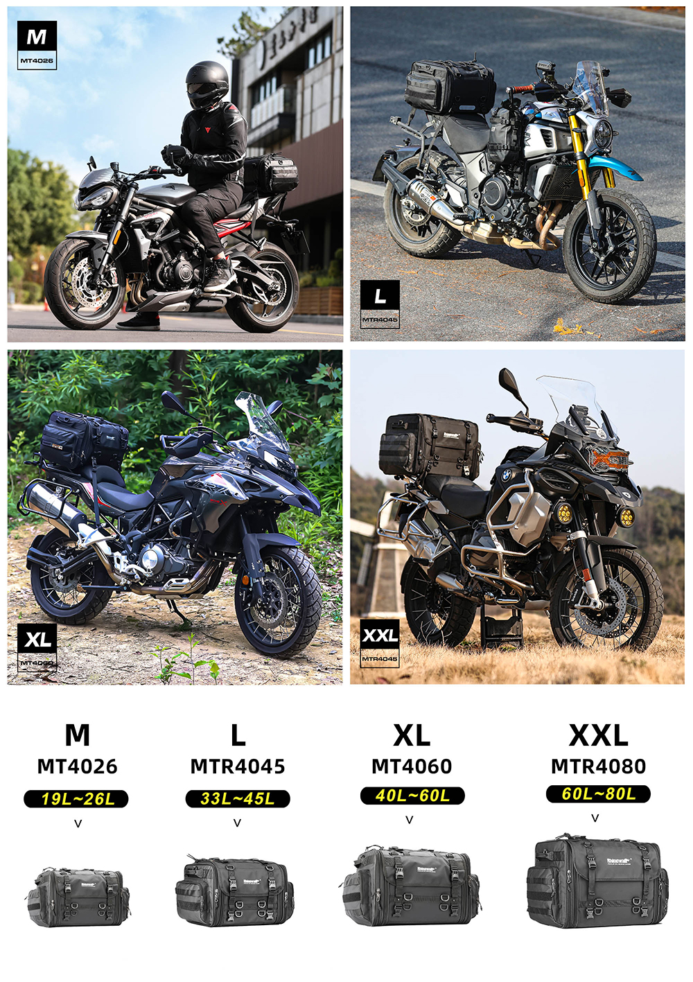 Rhinowalk Waterproof motorcycle travel tail bag Cycling Motorcycle Rear ...