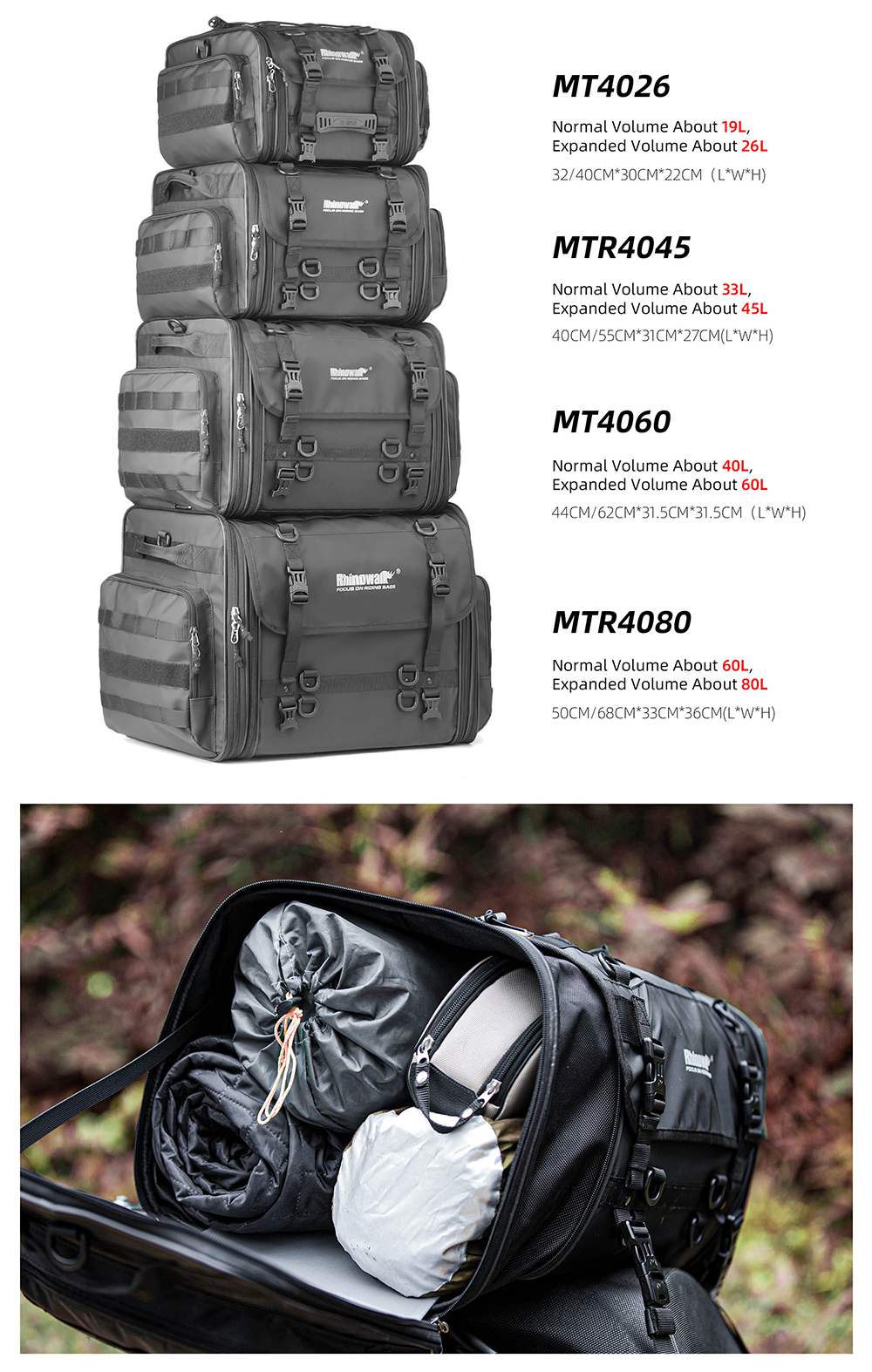 Rhinowalk Waterproof motorcycle travel tail bag Cycling Motorcycle Rear ...