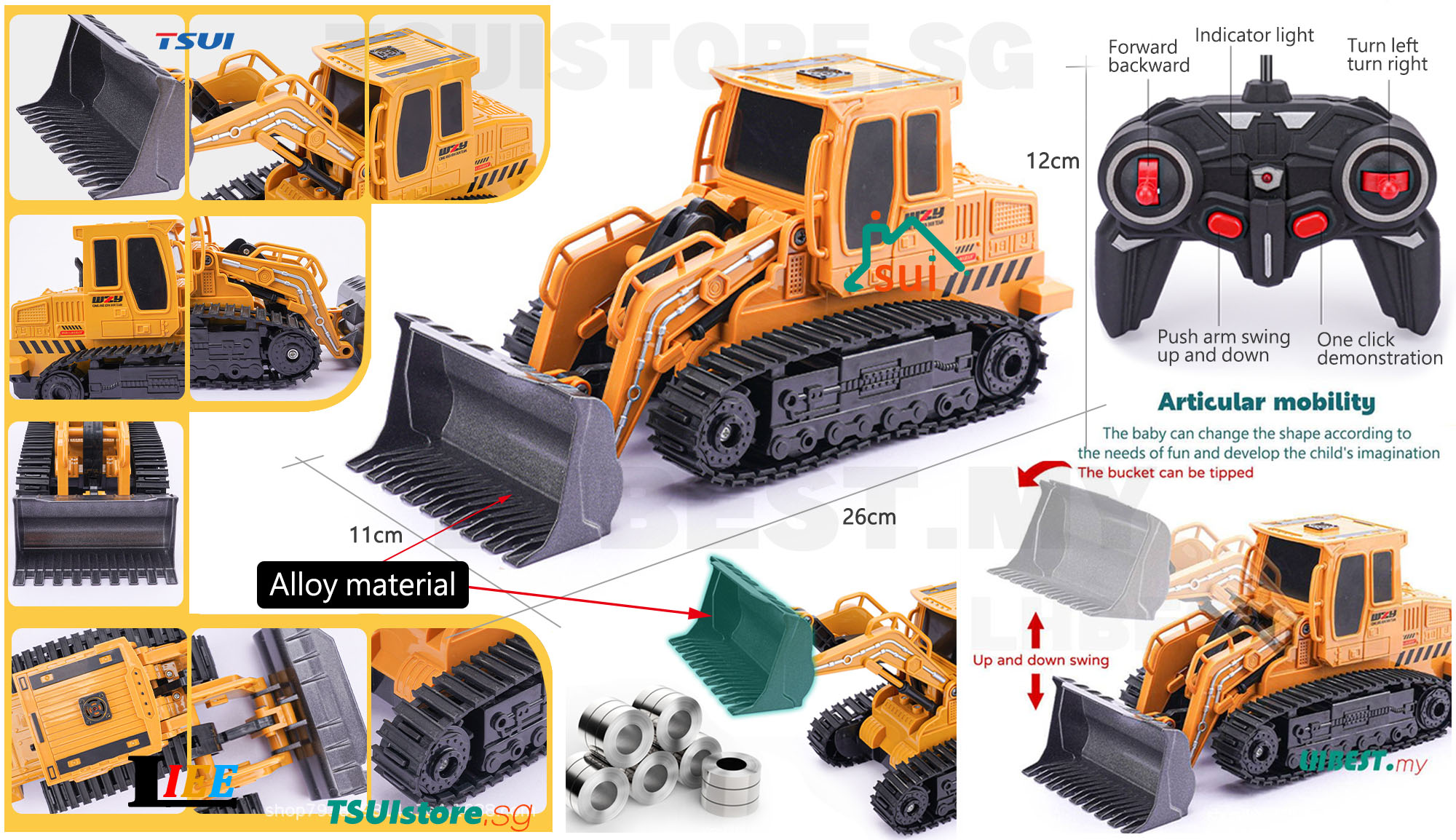 Alloy RC Engineering Vehicle Series Excavator Bulldozer Dump Mixer ...