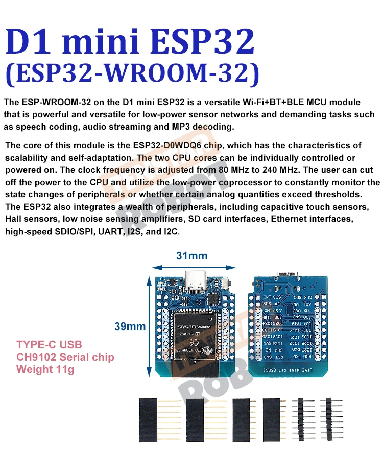 ESP32 S2 Mini D1 Mini Board Based ESP8266 CH340 ESP32-S2FN4R2 4MB FLASH 2MB PSRAM MicroPython ...