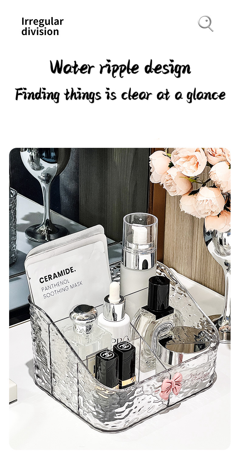 Water Ripple Transparent Partition Makeup Organizer Desktop Lipstick ...